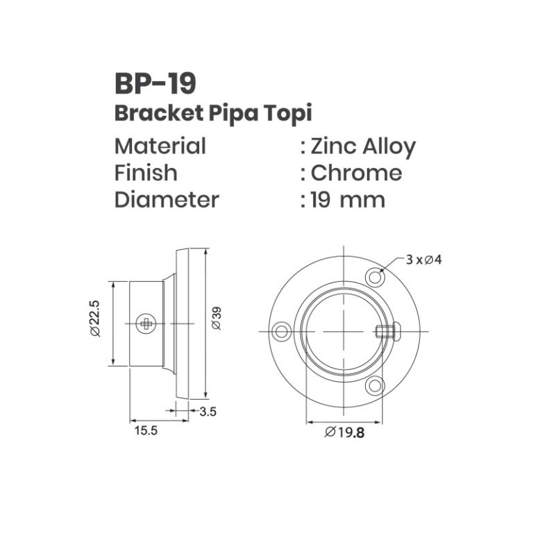 Bracket Pipa Topi BP-19 & BP-25 - Huben Indonesia