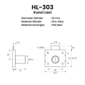 Kunci Camlock HL-103 - Huben Indonesia