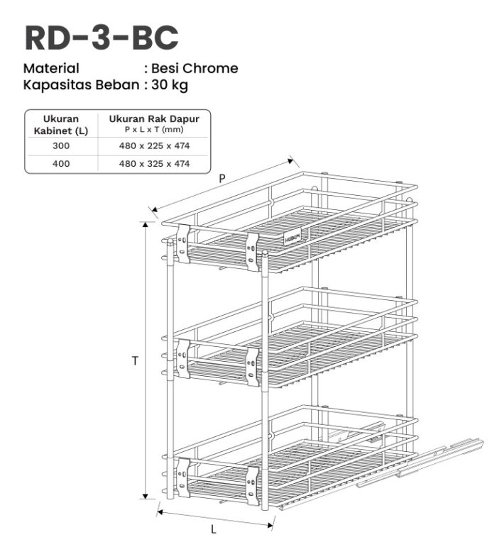 Rak Piring Gantung Stainless RP-SS - Huben Indonesia
